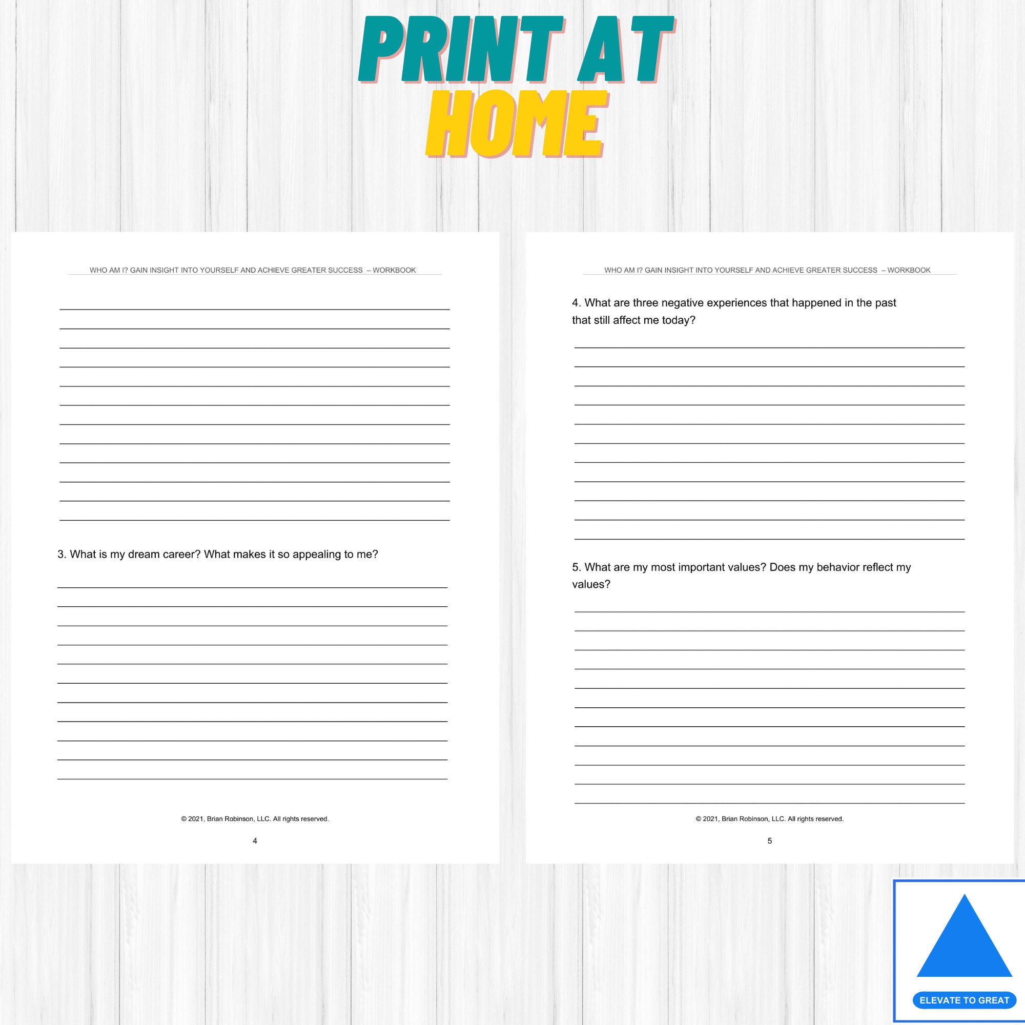 Who Am I? Self-awareness Workbook | Inner Self Workbook | Success ...