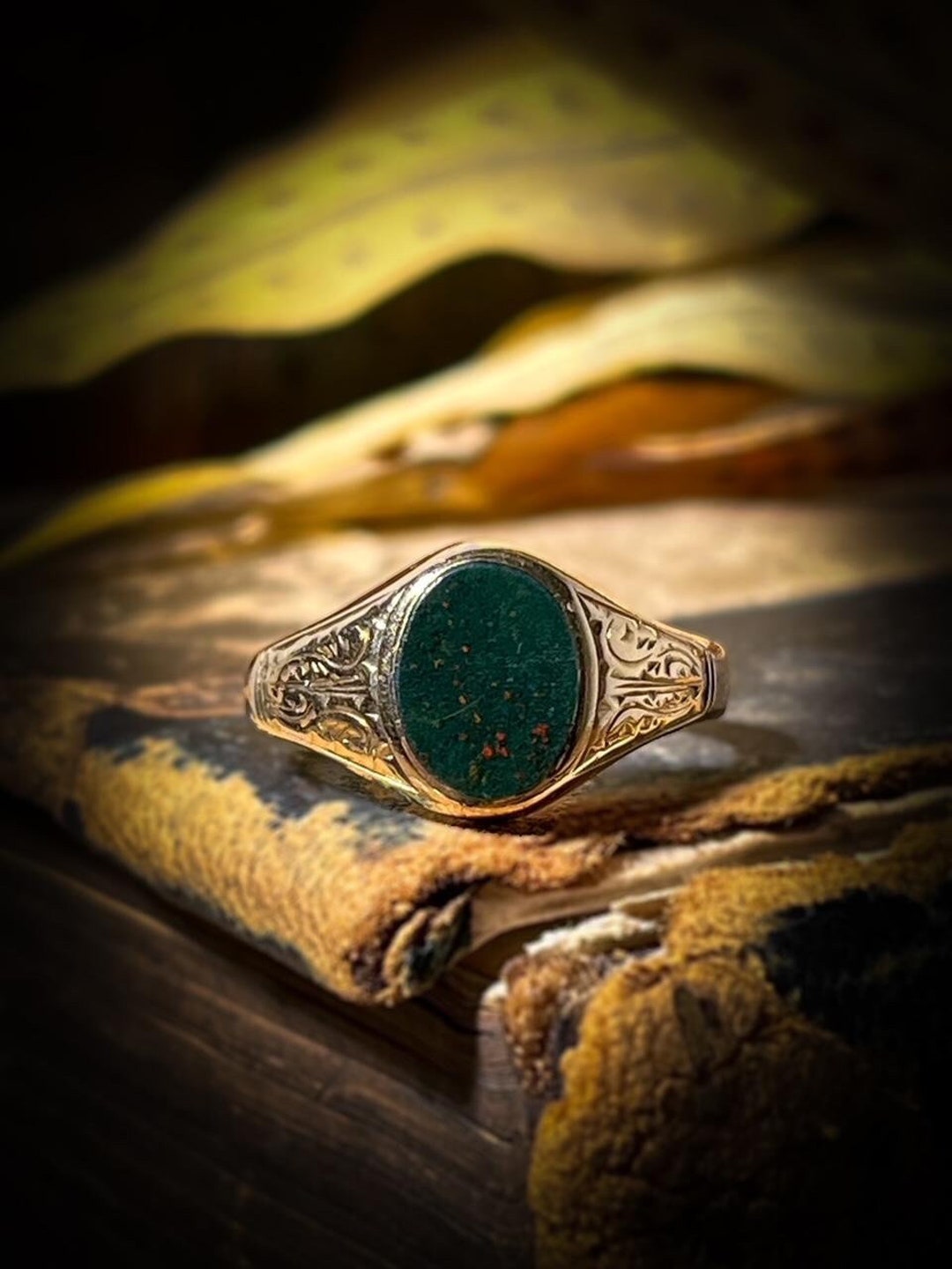 Antique Irish Bloodstone Signet Ring in 9 Carat Gold Victorian Carved ...