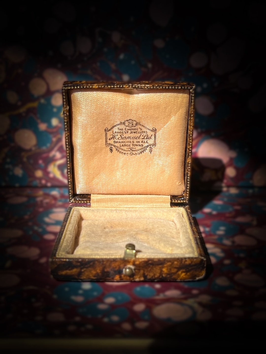 Antique Brown Tortoiseshell Leather Brooch Box Victorian C. 1900's Silk ...