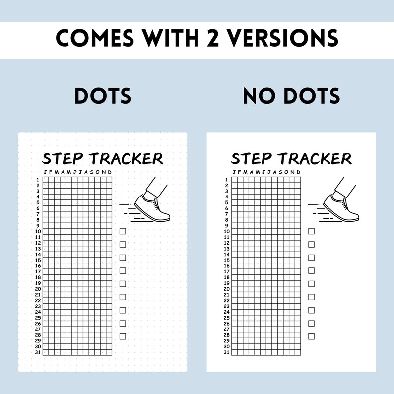 Yearly Step Tracker - Printable Journal and Planner Page for Fitness ...