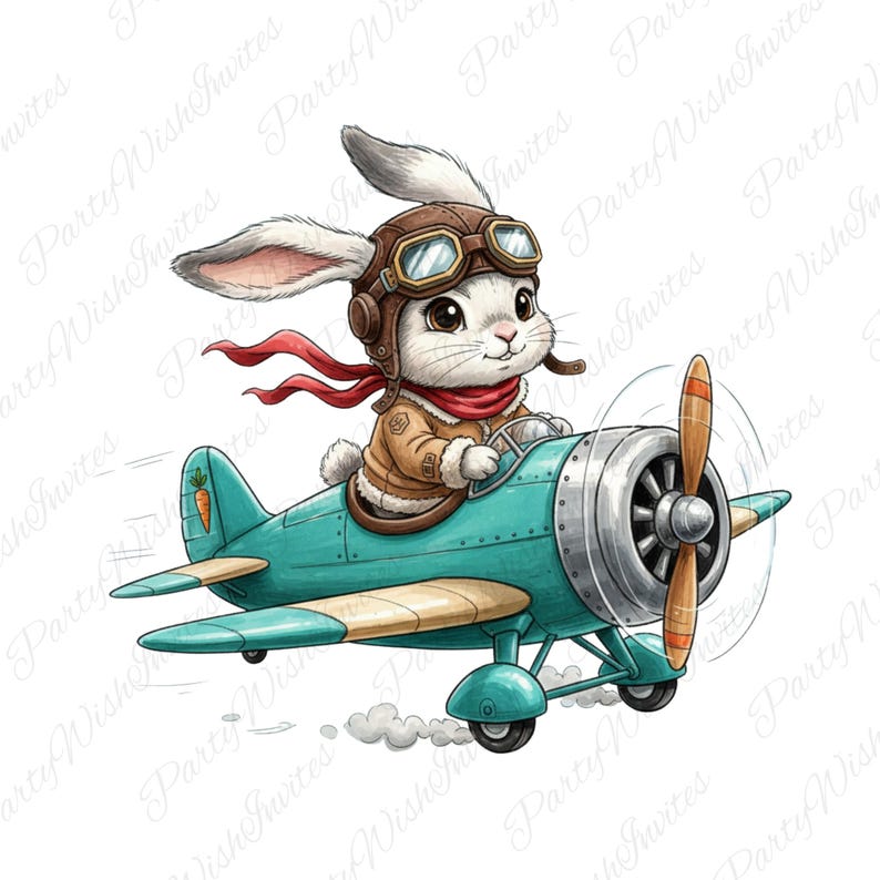 Watercolor Aviator Animals Clipart, Pilot Bear, Lion, Bunny Graphics ...