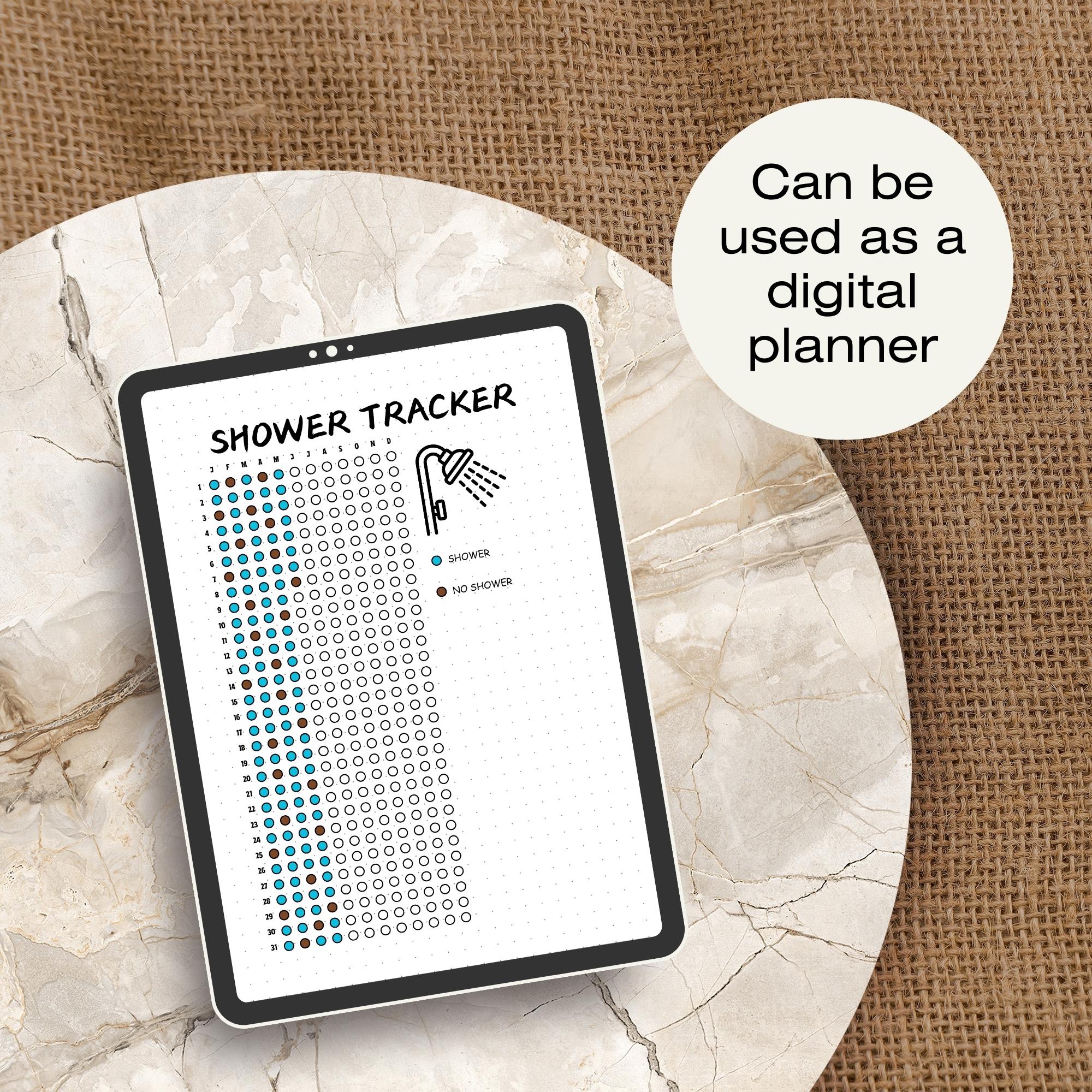 Shower Tracker Printable Journal Page Planner Page for Daily, Yearly ...