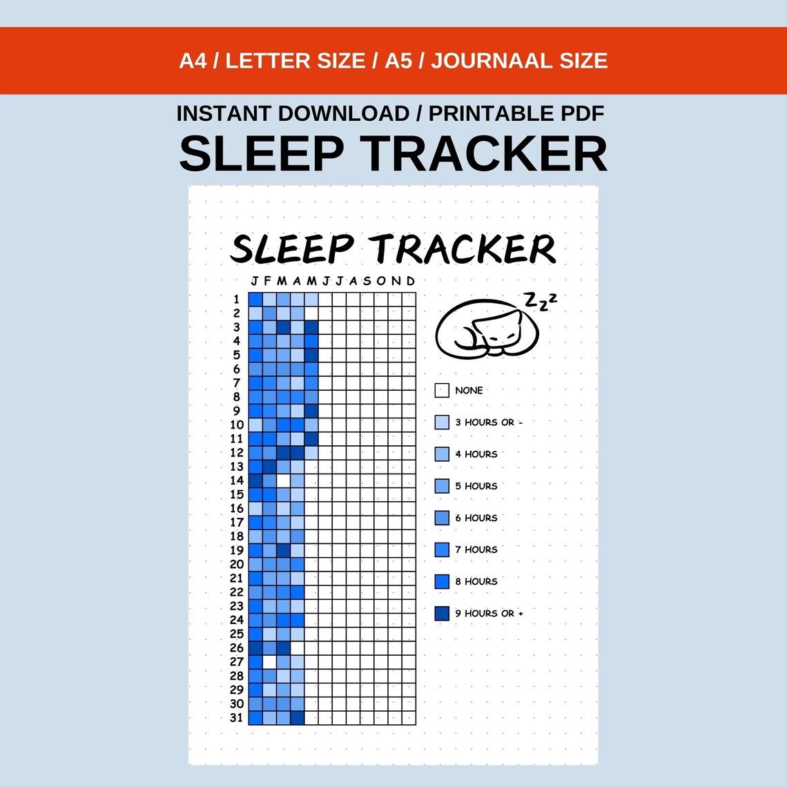 Printable Yearly Sleep Tracker - Journal and Planner Page for ...