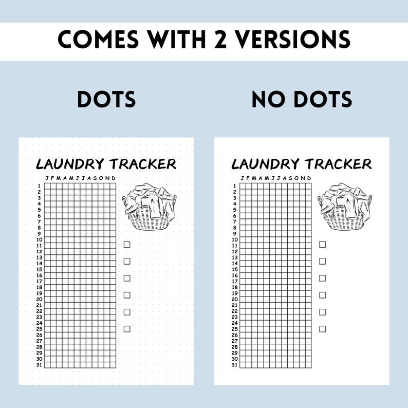 Laundry Tracker Printable Journal Page Planner and Daily Log Yearly ...