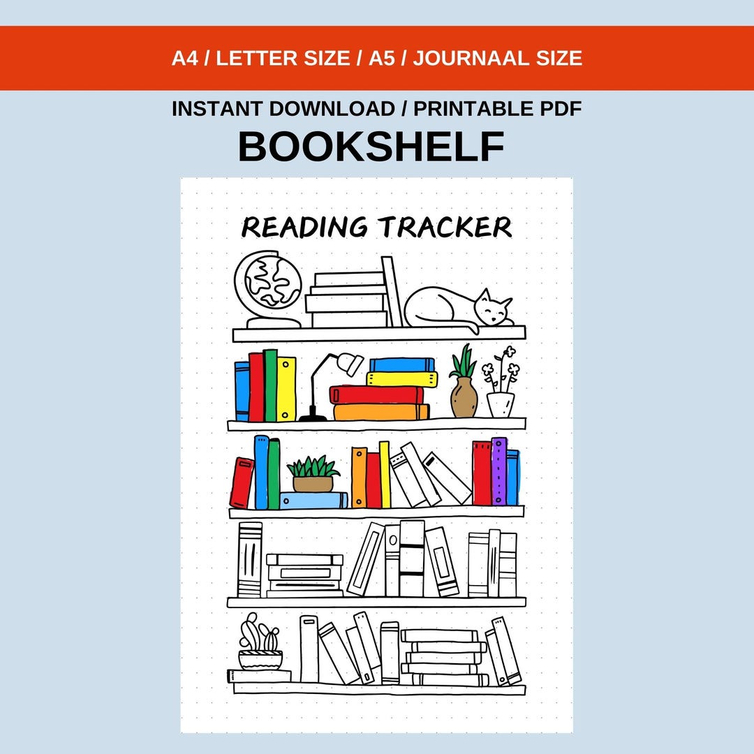 Printable Bookshelf Reading Tracker Book Journal Page Reading Log ...
