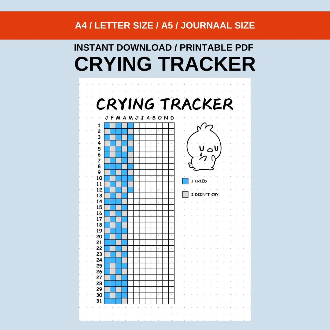 Crying Tracker - Printable Journal and Planner Page | Crying Log, Mood ...