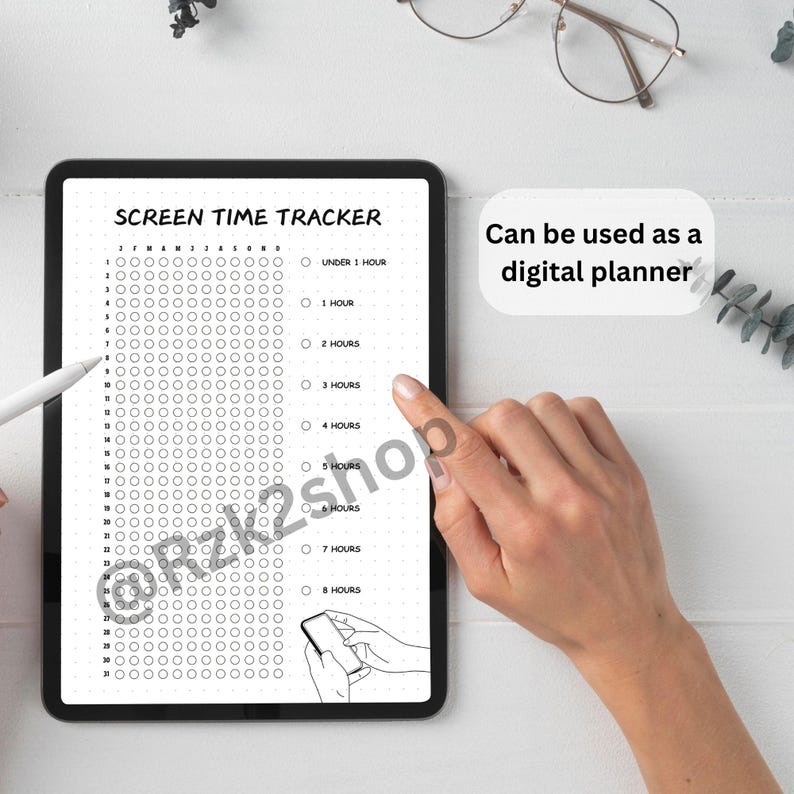 Yearly Screen Time Tracker Printable Journal Page Planner Page Yearly ...