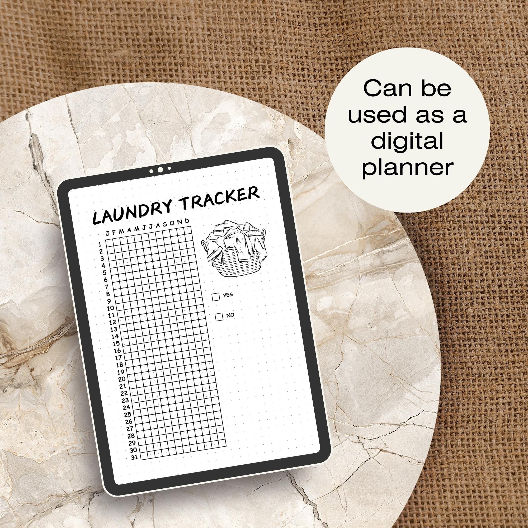 Laundry Tracker Printable Journal Page Planner and Daily Log Yearly ...