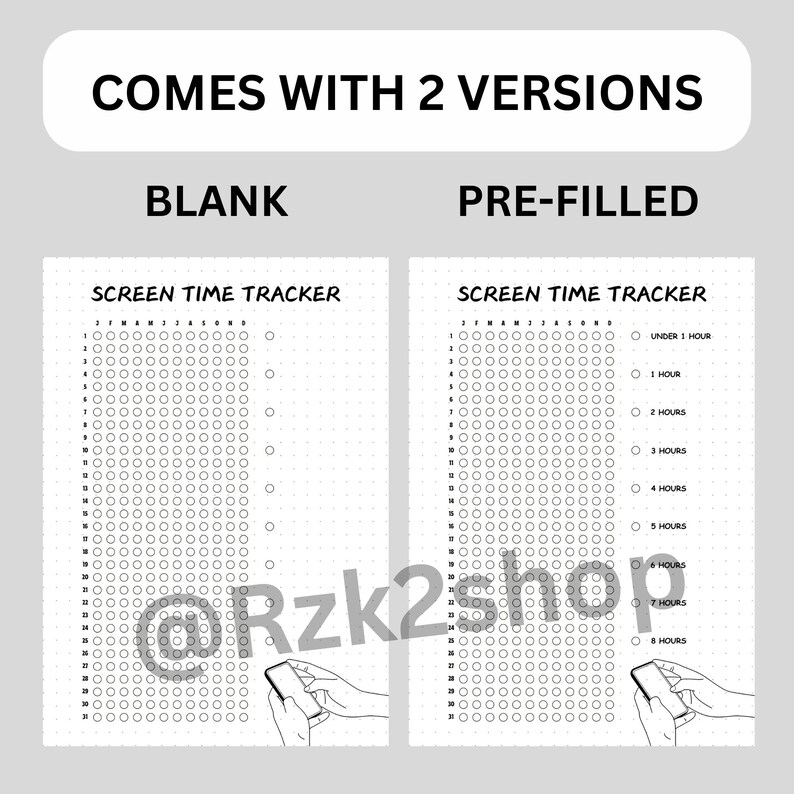 Yearly Screen Time Tracker Printable Journal Page Planner Page Yearly ...