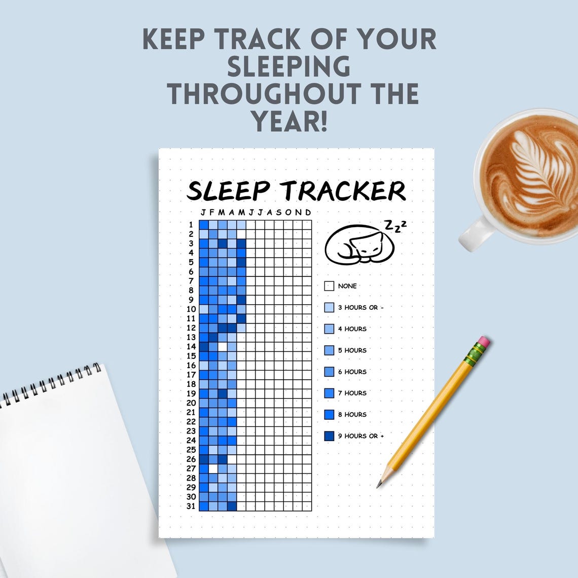 Printable Yearly Sleep Tracker - Journal and Planner Page for ...