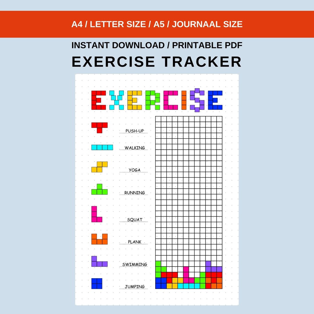 Printable Exercise Tracker | Monthly Fitness & Habit Tracker | Workout ...