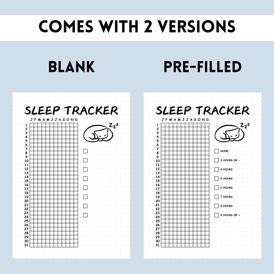 Printable Yearly Sleep Tracker - Journal and Planner Page for ...