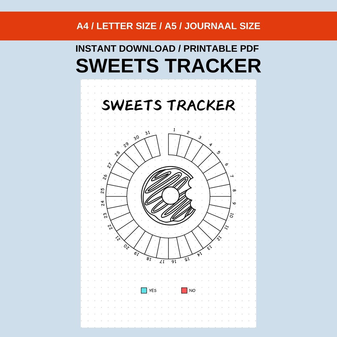 Sweets Tracker PRINTABLE Journal Page Printable Planner Page Health Tracker Junk Food Tracker ...