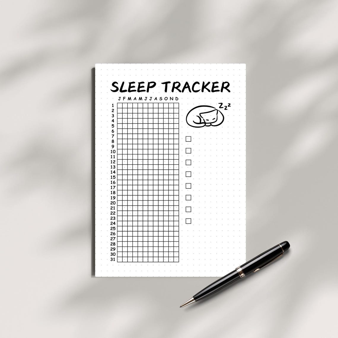 Printable Yearly Sleep Tracker - Journal and Planner Page for ...