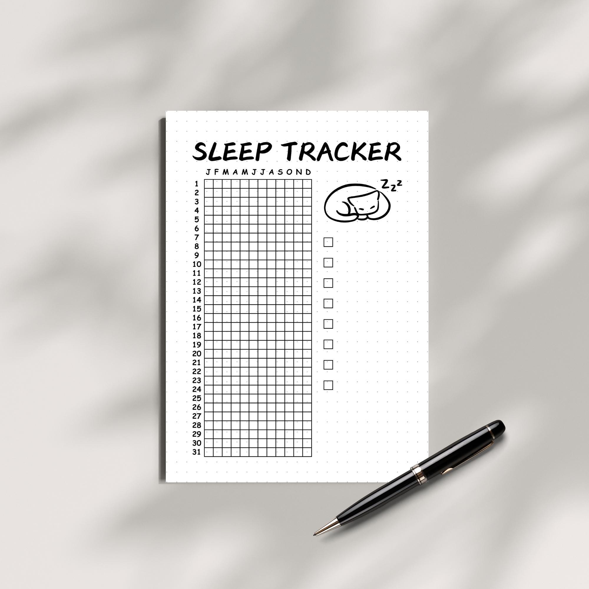 Printable Yearly Sleep Tracker - Journal and Planner Page for ...