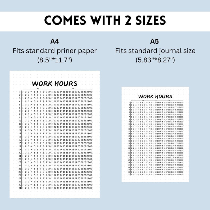 Printable Work Hours Tracker Time Sheet, Work Schedule Hourly Log ...