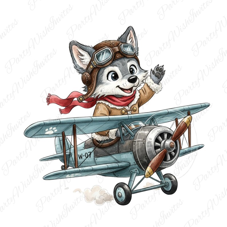 Watercolor Aviator Animals Clipart, Pilot Bear, Lion, Bunny Graphics ...