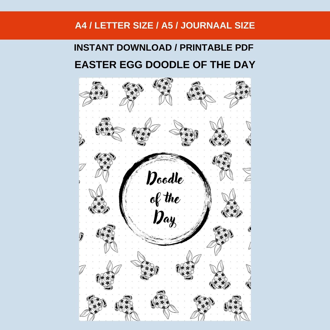 Easter Egg Doodle of the Day Printable Journal Template Drawing Page ...