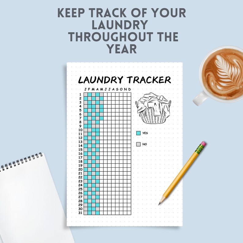 Laundry Tracker Printable Journal Page Planner and Daily Log Yearly ...