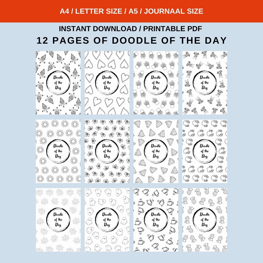 Doodle of the Day Bundle PRINTABLE Journal Planner Pages Digital ...