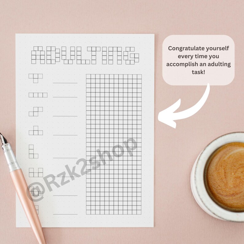 Adulting Tracker Printable Monthly Journal Page Fun Habit and Task ...