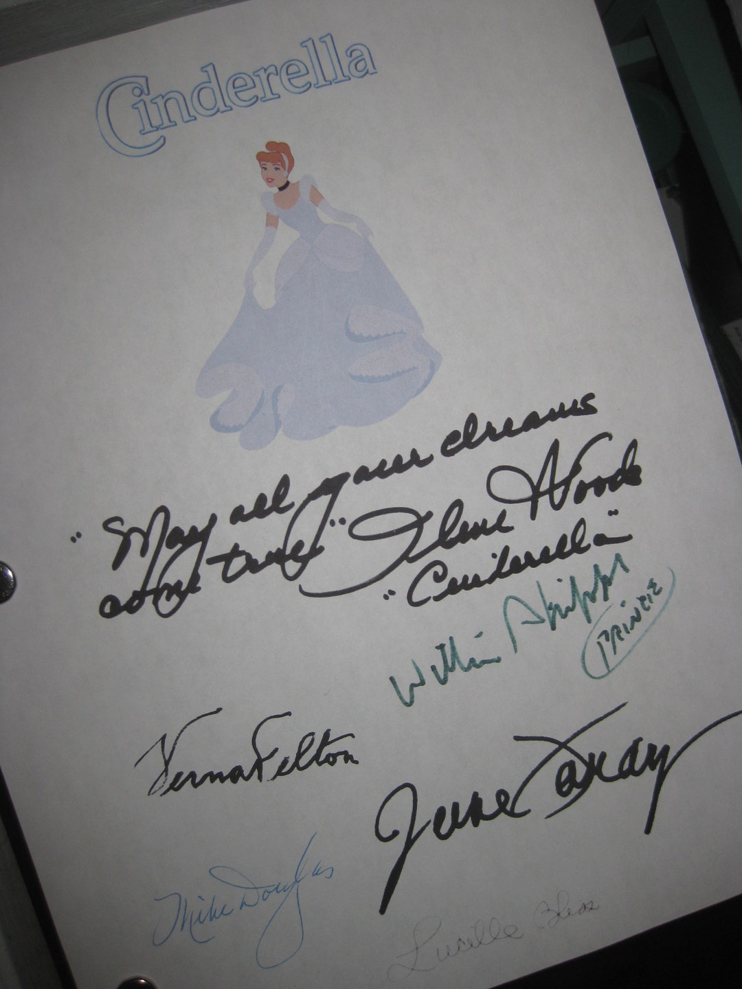 Cinderella Signed Movie Film Script Screenplay 1950 Autograph X6 Ilene ...