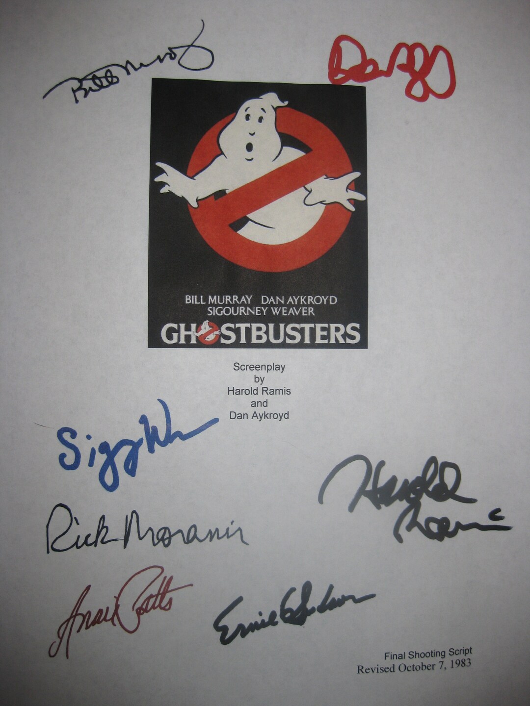 Ghostbusters Signed Film Movie Script Screenplay Autographs Harold ...
