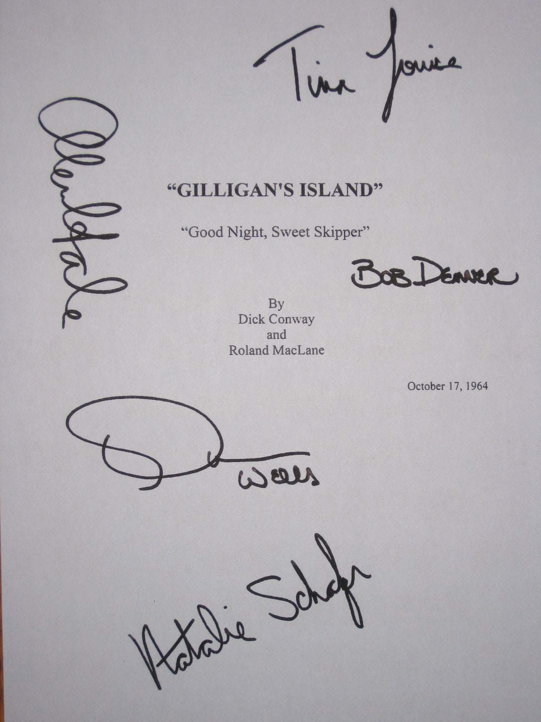 Gilligan's Island Signed TV Script Screenplay Autograph X5 Bob Denver ...