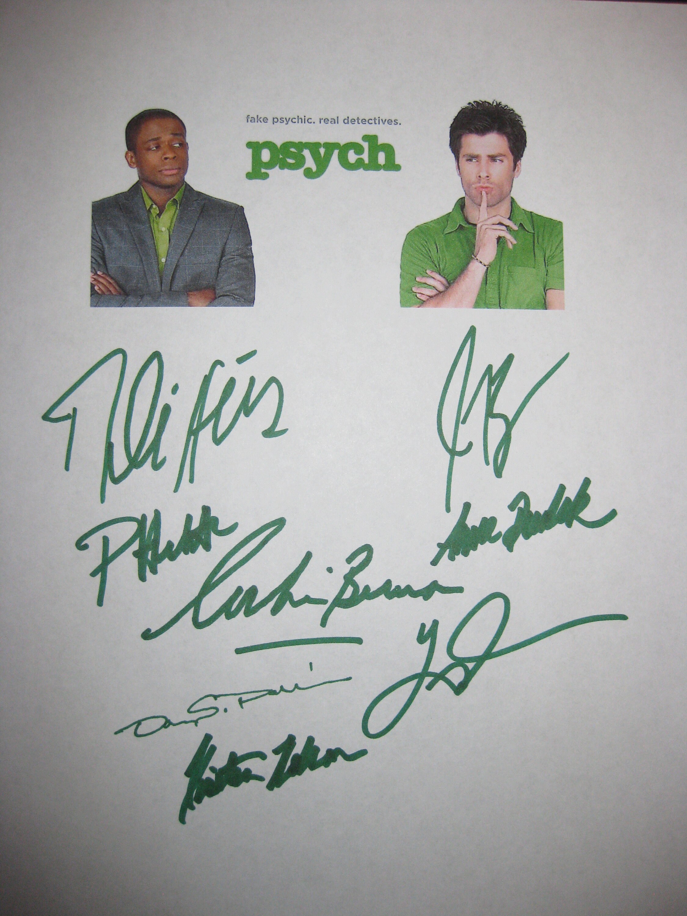 Psych Signed TV Script Screenplay X8 Autographs James Roday Corbin ...