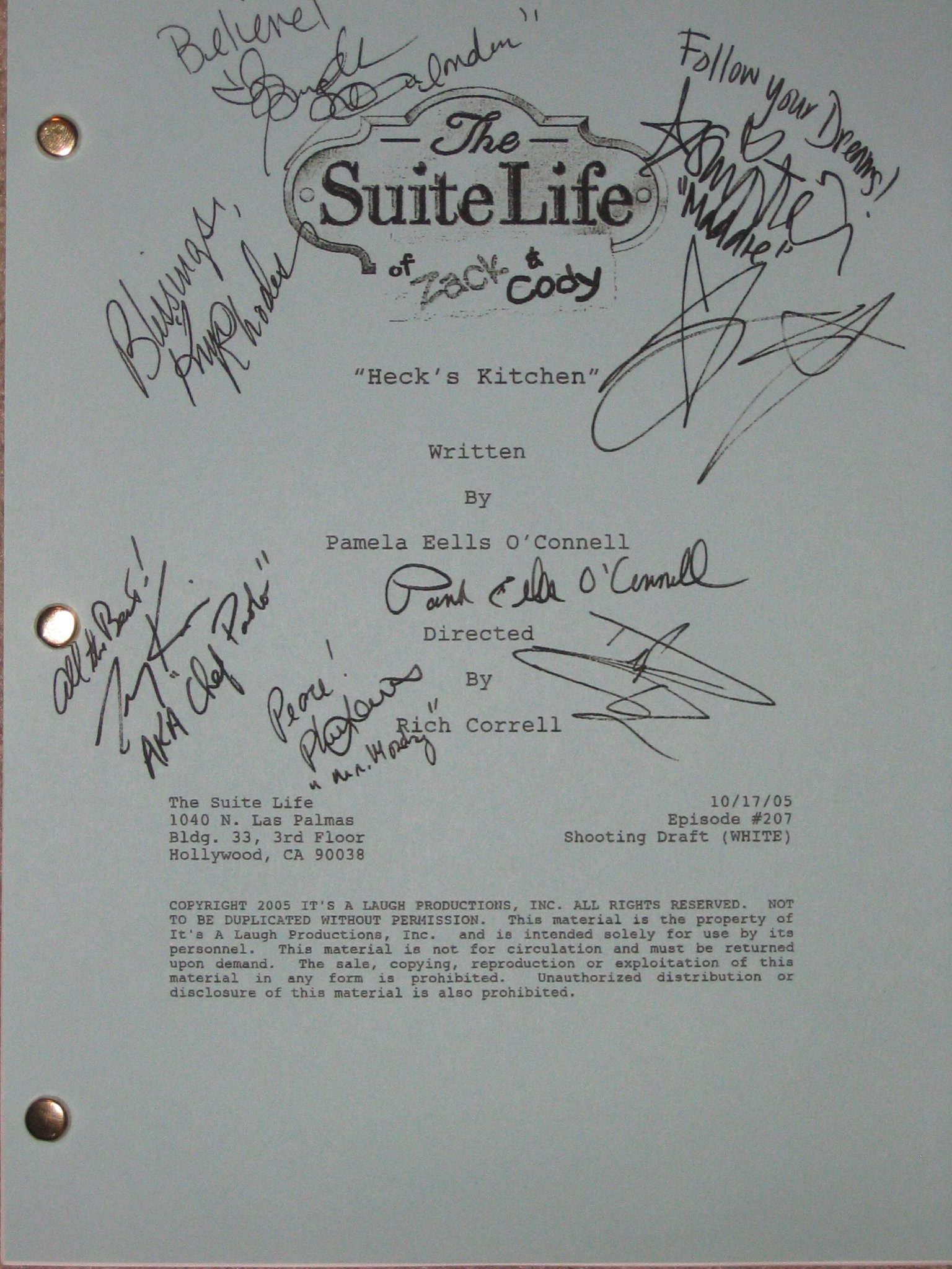 The Suite Life of Zack & and Cody Signed TV Script Screenplay Autograph ...