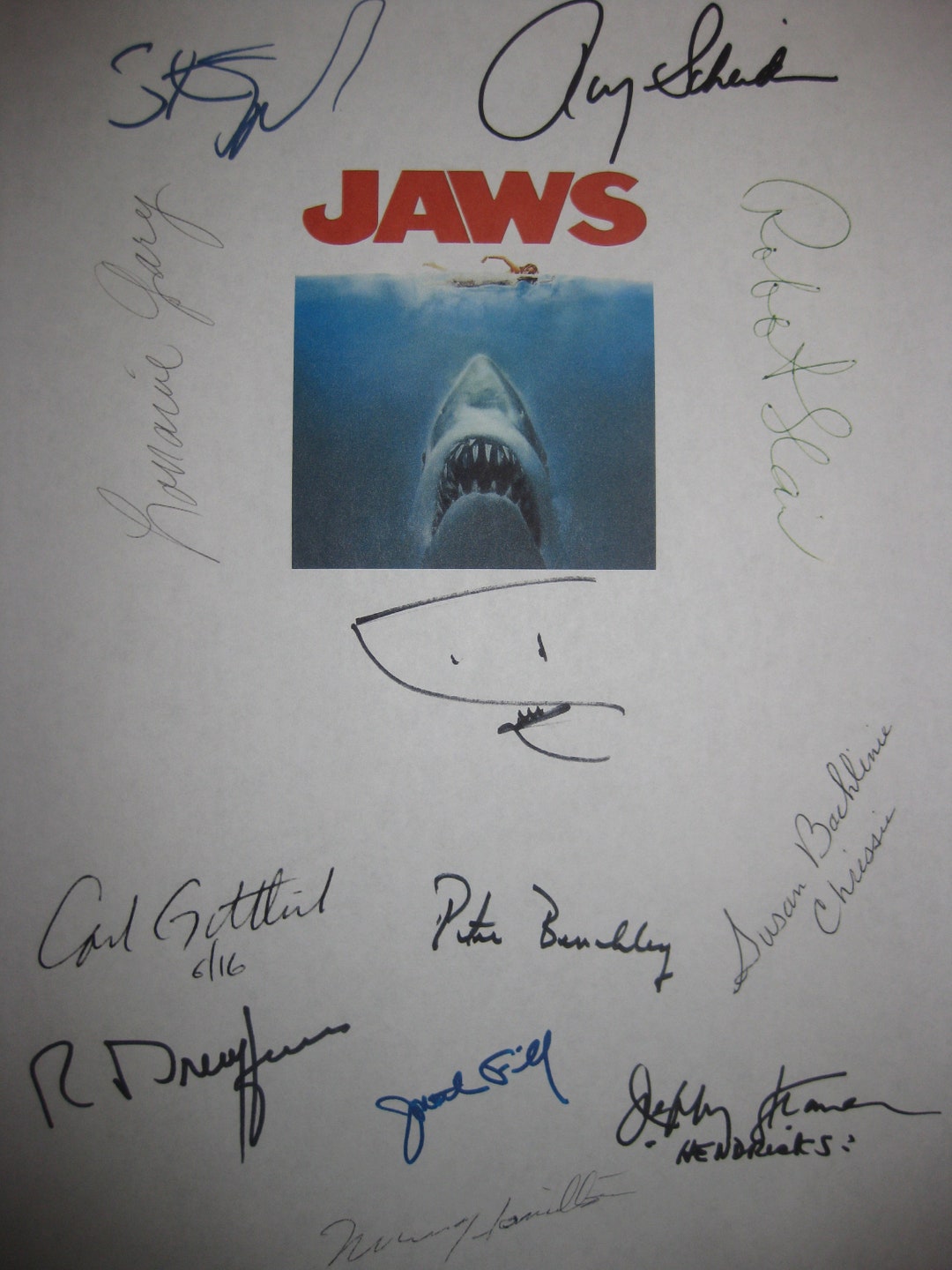 Jaws Signed Film Movie Script Screenplay X11 Autograph Roy Scheider Steven Spielberg Robert Shaw ...
