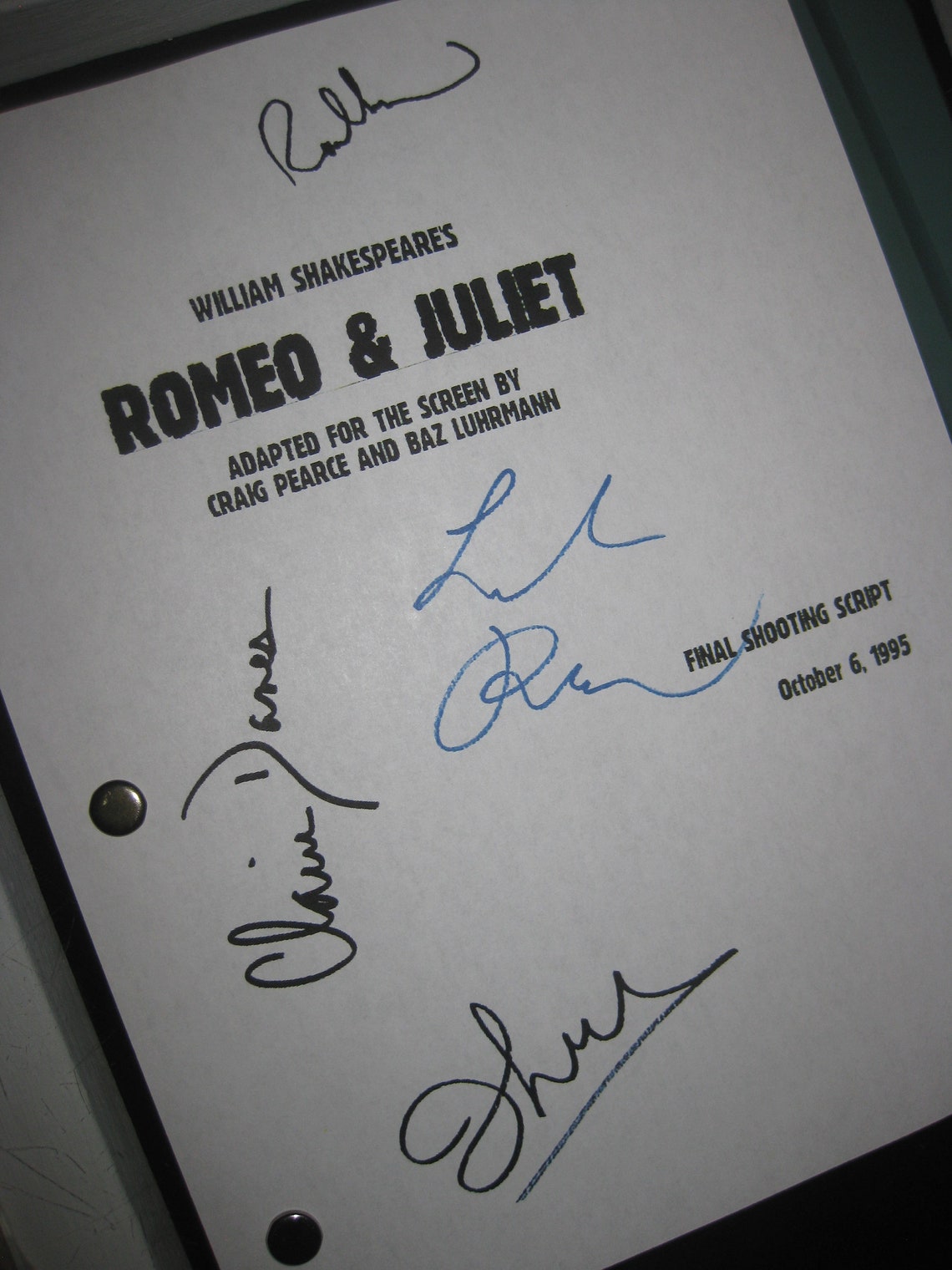 Romeo & Juliet Signed Movie Film Script Screenplay X4 Autograph ...