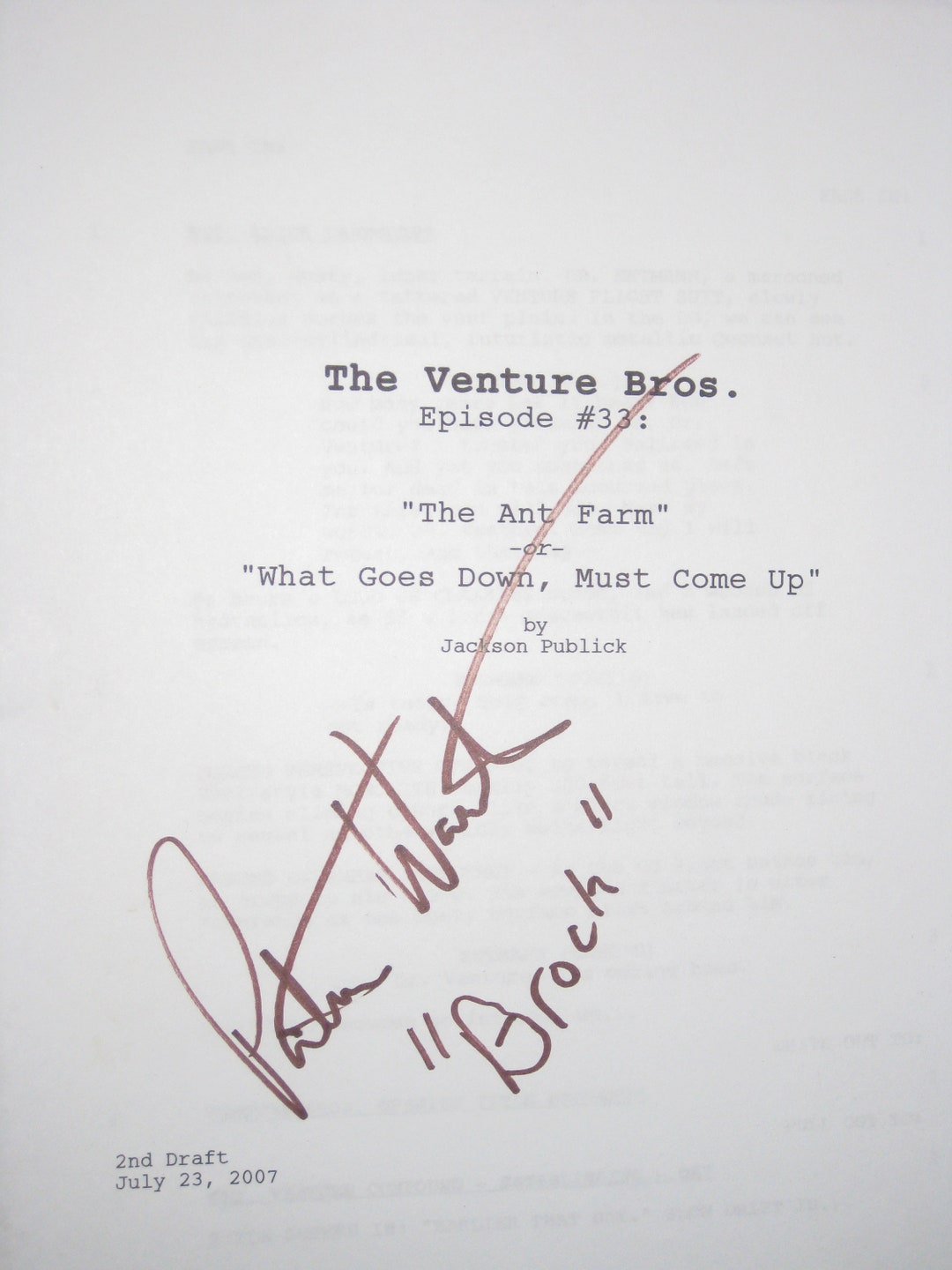 The Venture Brothers Signed TV Script Screenplay Autograph Signature ...