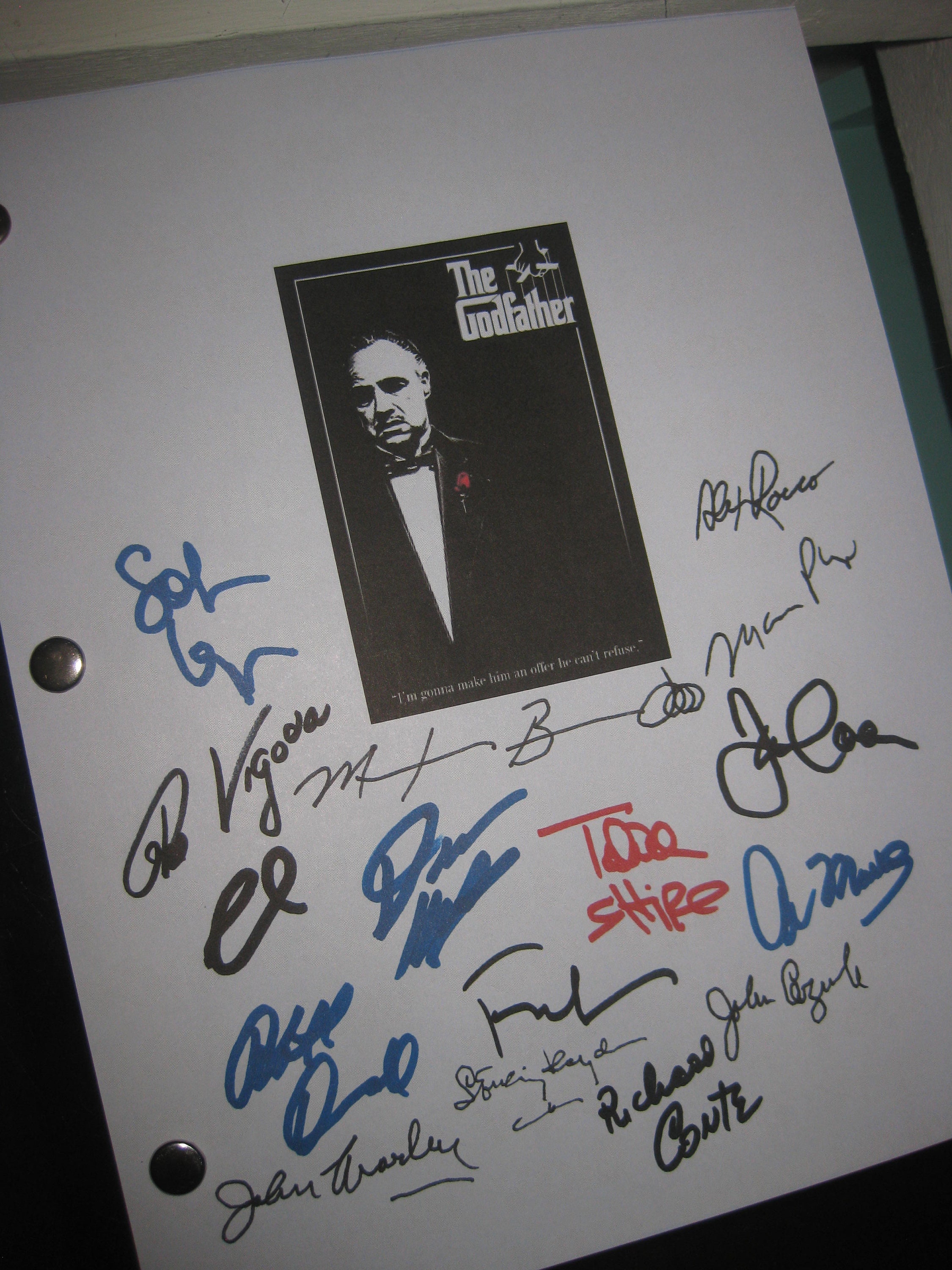 The Godfather Signed Film Movie Screenplay Script X16 Al Pacino Marlon ...