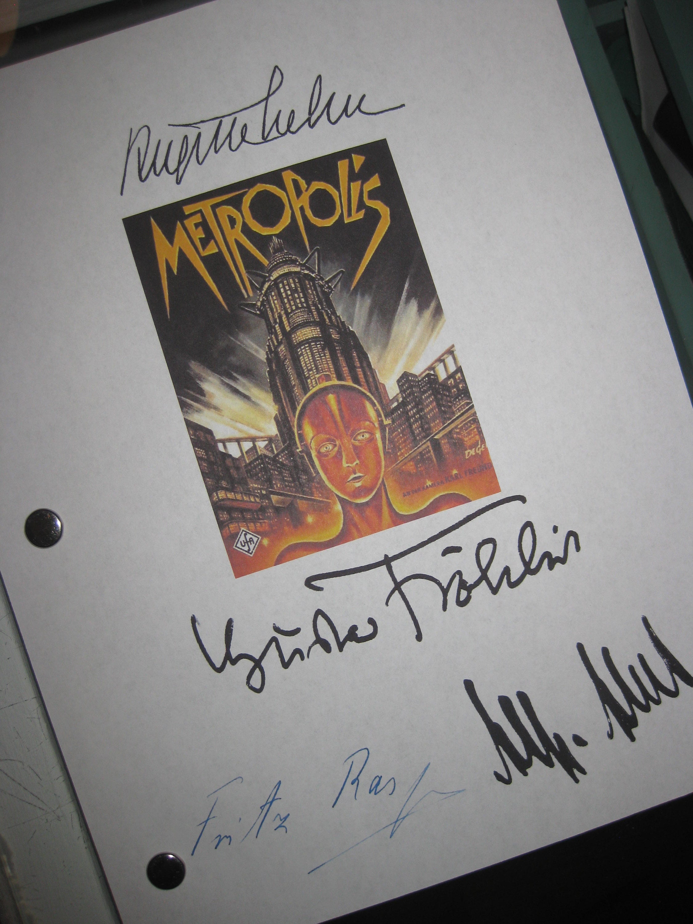 Metropolis 1927 Signed Movie Film Script Screenplay X4 Autograph ...