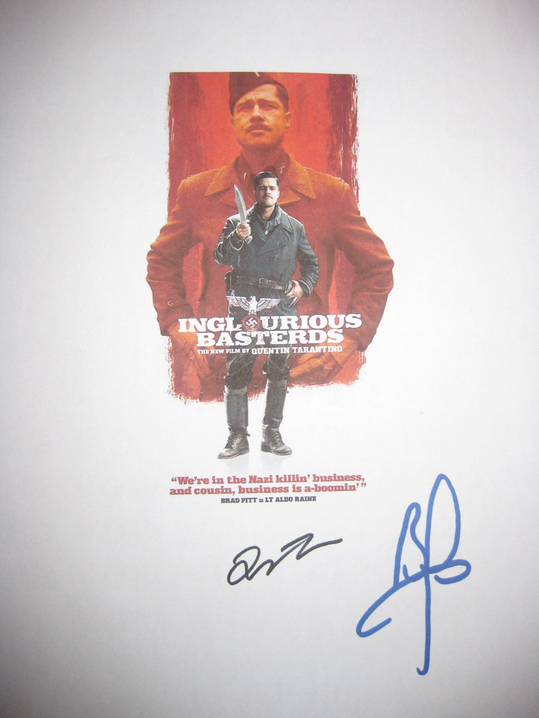 Inglourious Basterds Signed Movie Film Screenplay Script X2 Brad Pitt ...