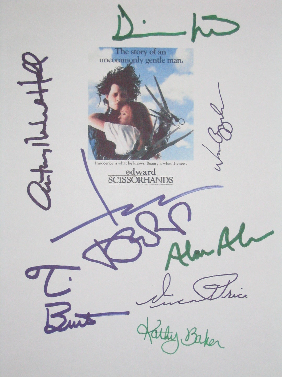 Edward Scissorhands Signed Film Movie Script Screenplay X8 Johhny Depp ...