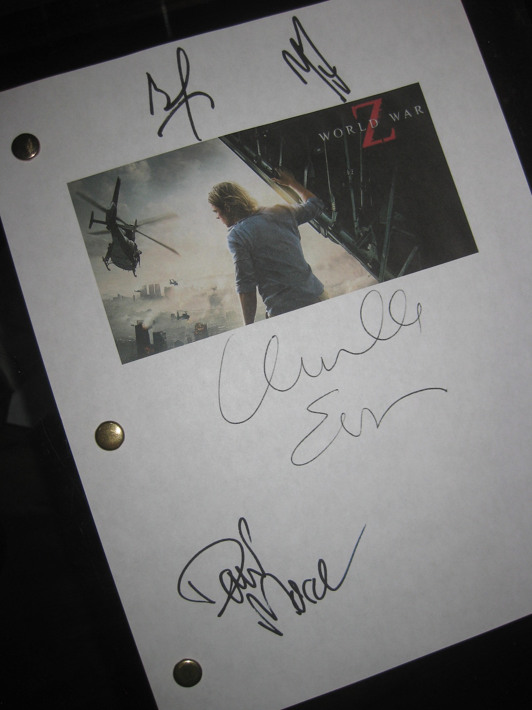 World War Z Signed Film Movie Script Screenplay Autograph X4 Brad Pitt ...