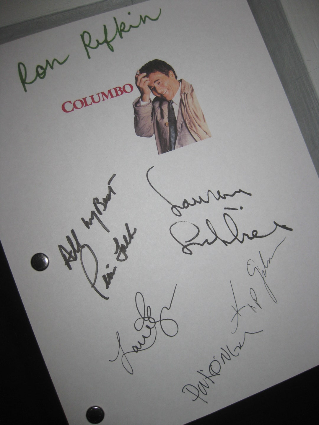 Columbo Signed TV Script Screenplay X6 Autographs Peter Falk Laurence ...