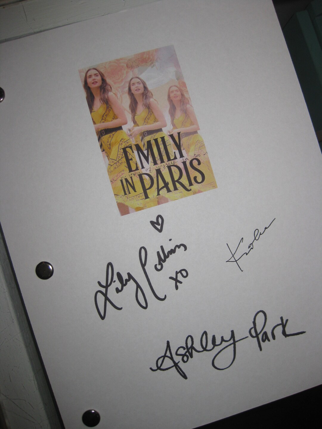 Emily in Paris Signed TV Pilot Script Screenplay X3 Autographs Lily ...