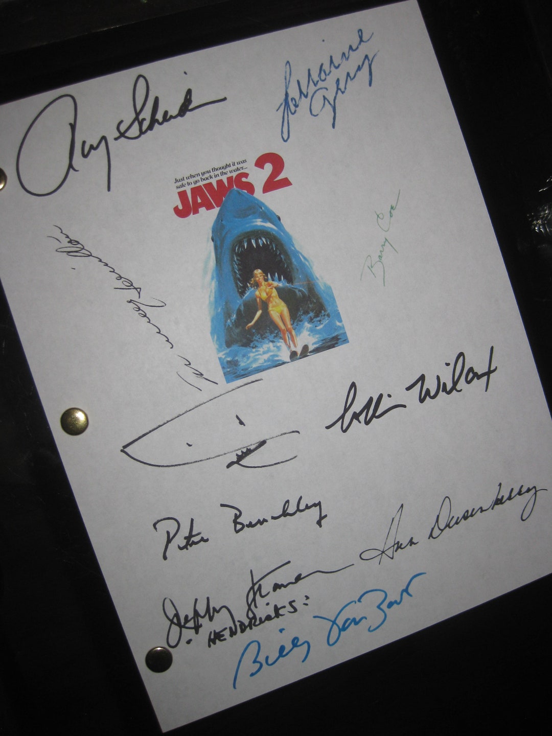 Jaws 2 Signed Film Movie Script Screenplay X9 Autograph Roy Scheider Peter Benchley Lorraine ...