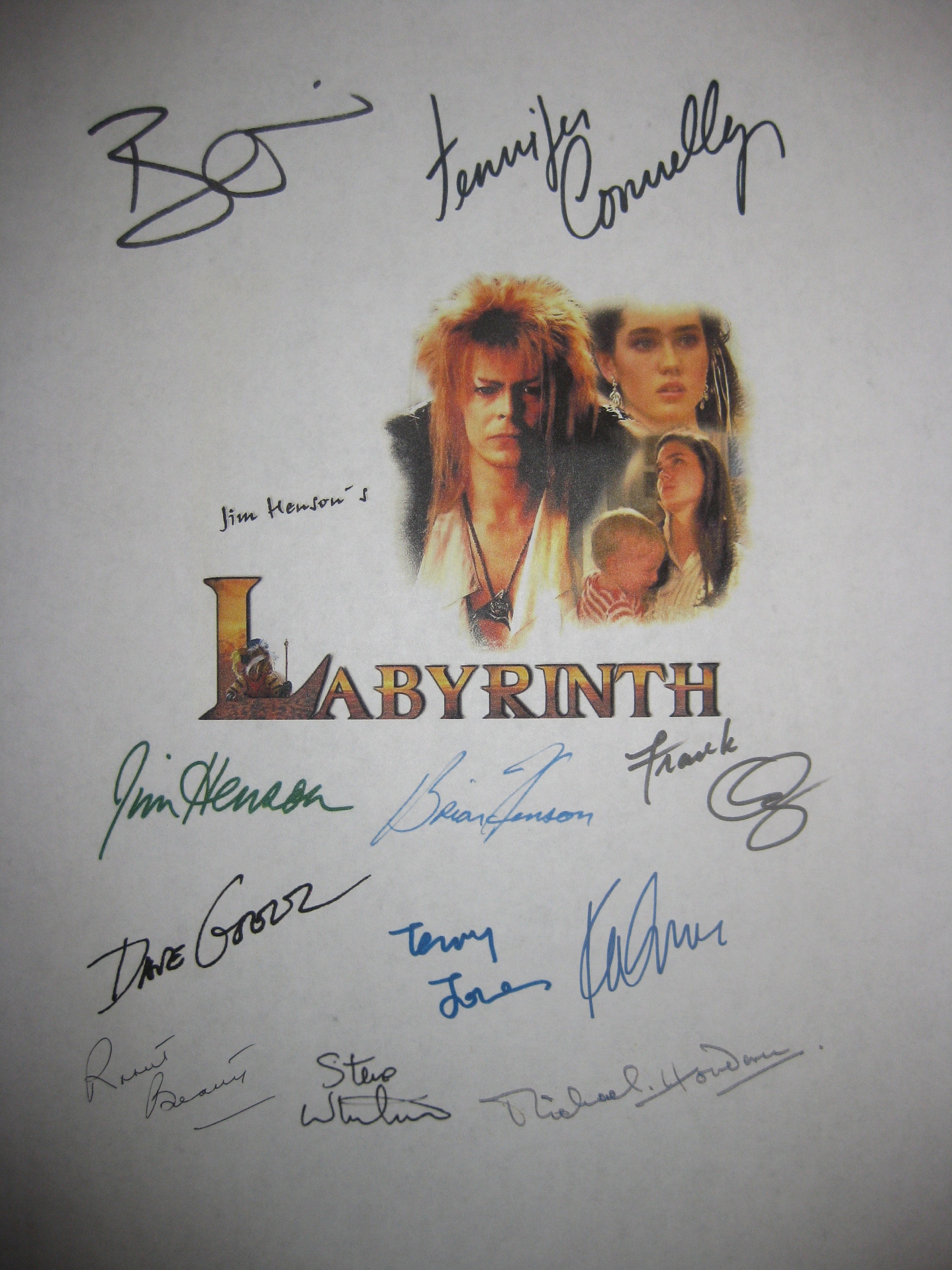 Labyrinth Signed Movie Screenplay Script Autograph X10 Jennifer ...