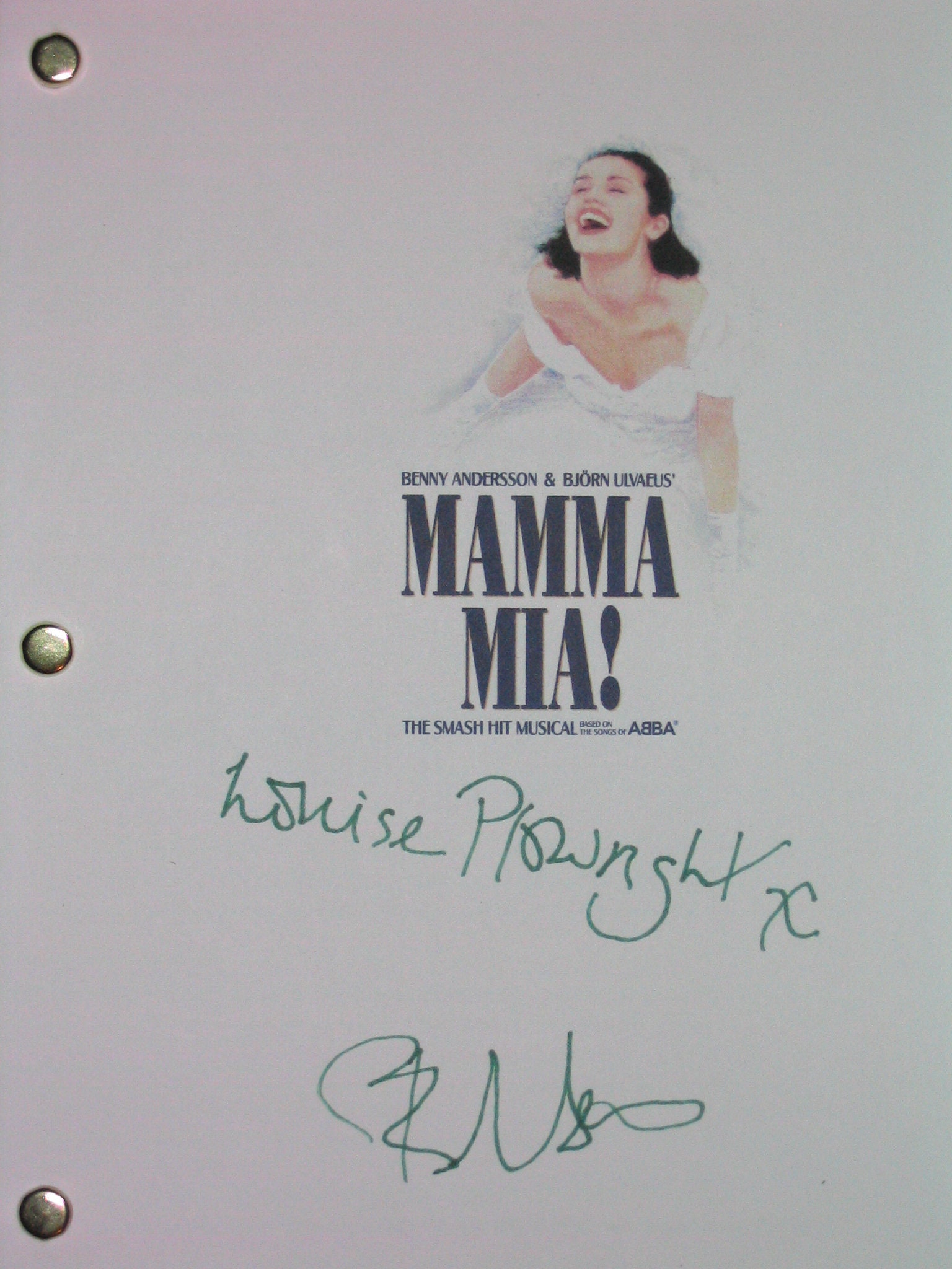 Mamma Mia Broadway Musical Signed Script Screenplay Louise Plowright ...