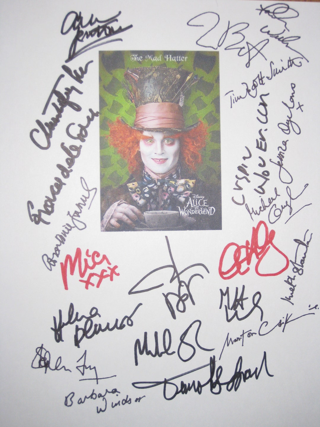Alice in Wonderland Signed Movie Film Screenplay Script X21 Johnny Depp ...