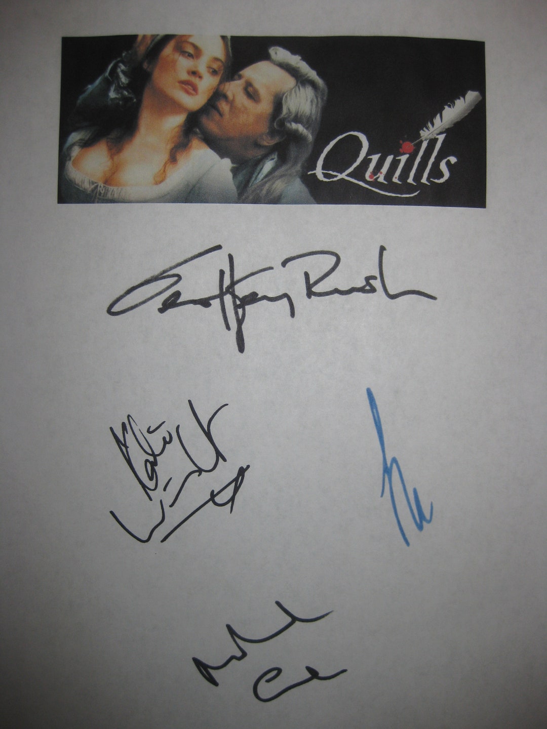 Quills Signed Film Movie Script Screenplay Autograph X4 Geoffrey Rush ...