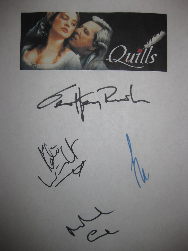 Quills Signed Film Movie Script Screenplay Autograph X4 Geoffrey Rush ...