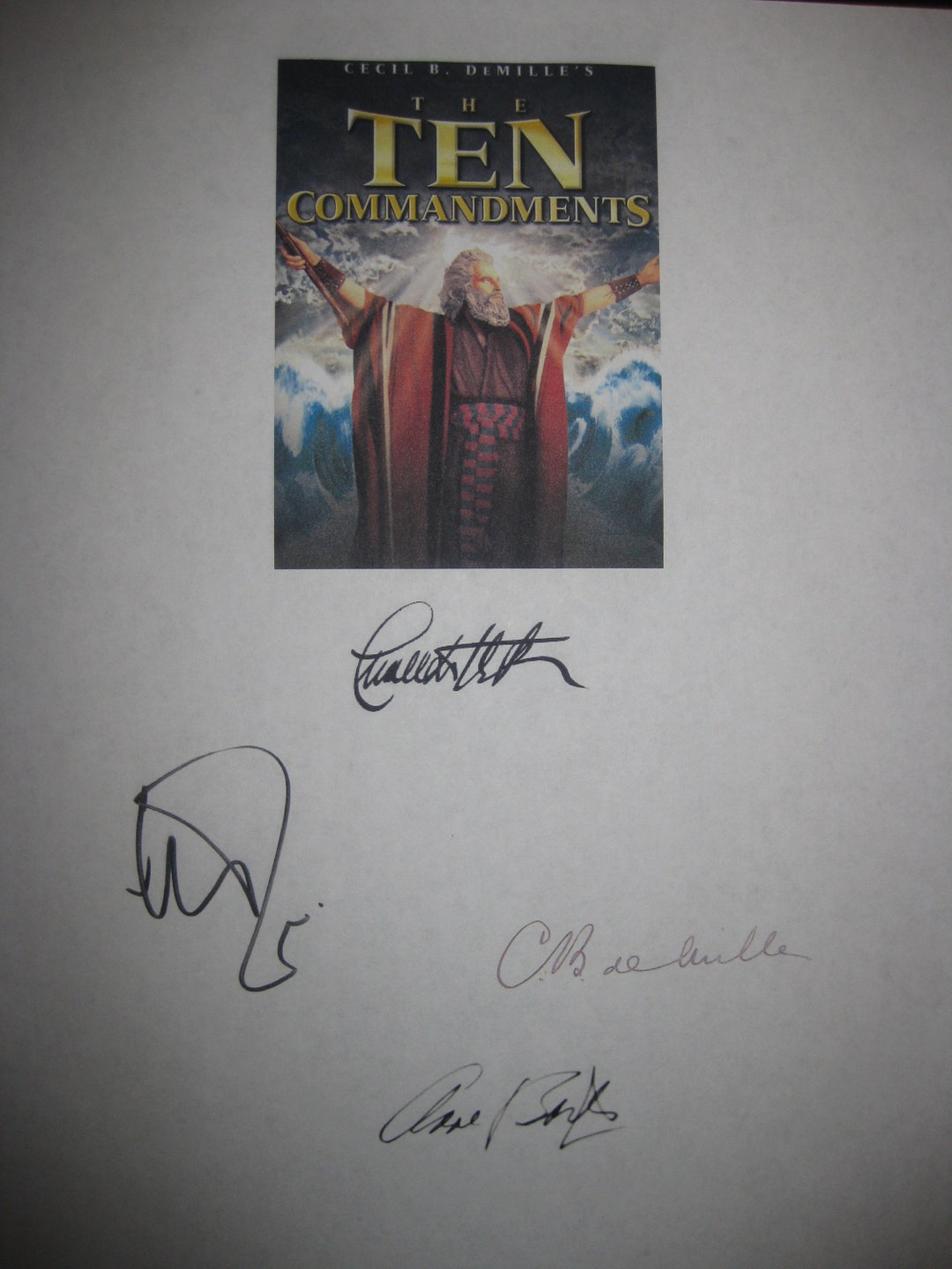 The Ten Commandments Signed Script Film Movie Screenplay X4 Autographs ...