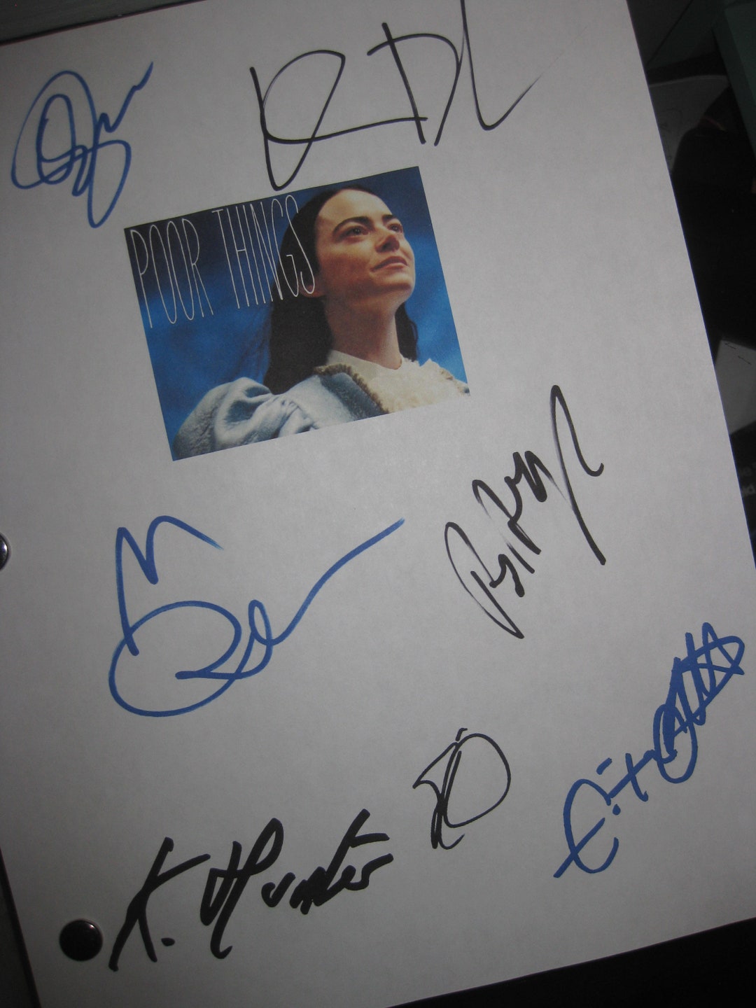 Poor Things Signed 2023 Movie Film Script Screenplay X7 Autograph Emma Stone Mark Ruffalo Willem ...