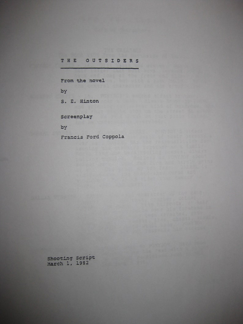 The Outsiders Signed Movie Film Script X13 C. Thomas Howell Matt Dillon ...