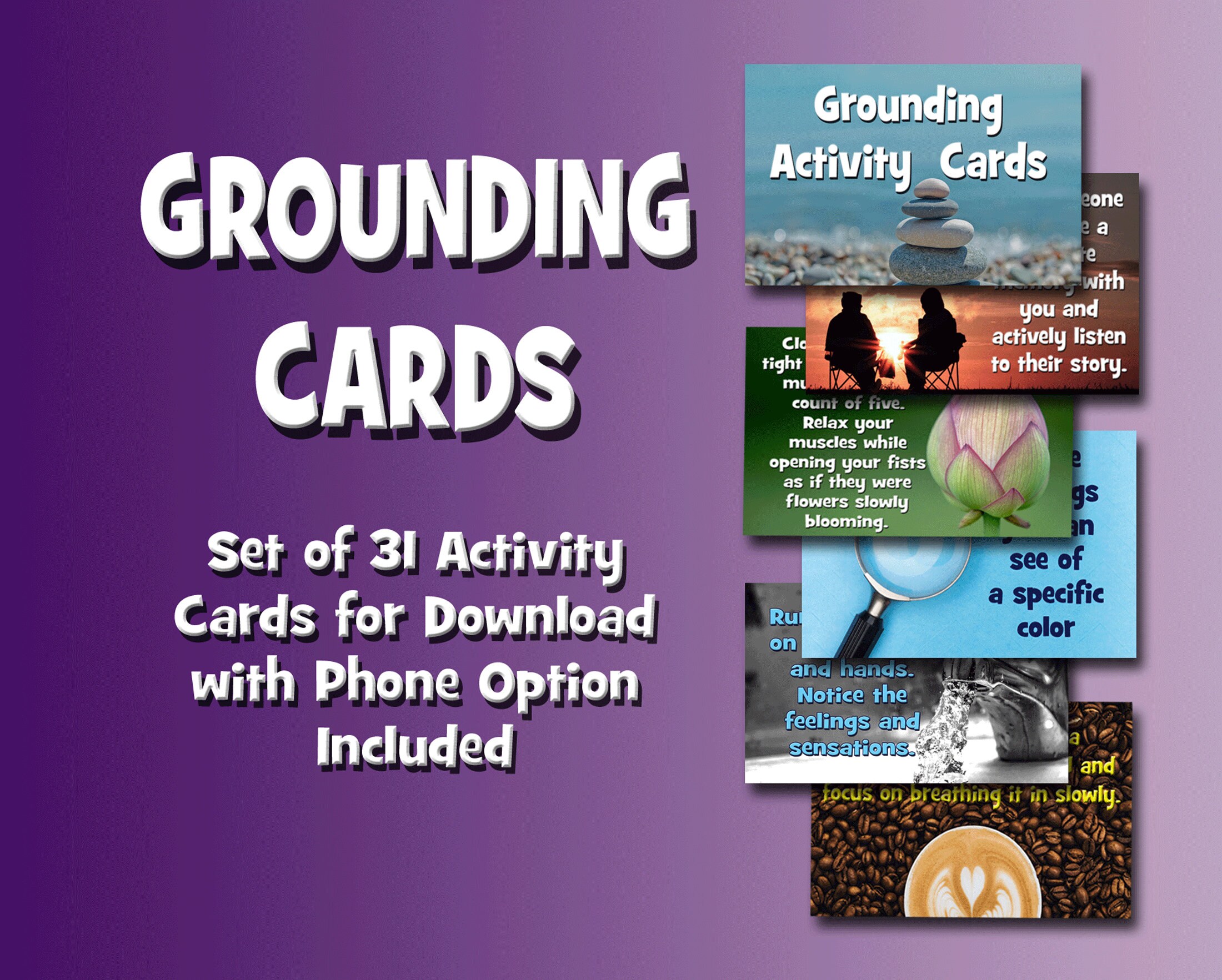 Grounding Cards, Grounding Methods, Mindfulness Cards, Anxiety Coping ...